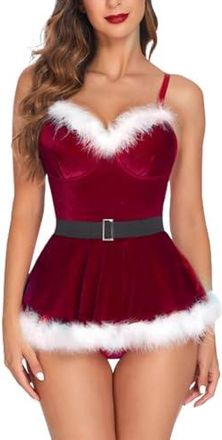 Generic Robe De P&egrave;re No&euml;l Sexy, Col En V, Robe De Vacances, Robe De R&eacute;veillon De No&euml;l, Costume De Lingerie De No&euml;l, Robe De Costume De No&euml;l, Pyjama De F&ecirc;te Po