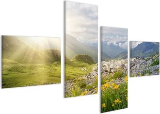 Islandburner Bild Bilder auf Leinwand Berge Landschaft in Vorarlberg &Ouml;sterreich Wandbild, Poster, Leinwandbild MVO