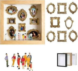 Generic Mini bo&icirc;te de silhouette de mus&eacute;e personnalis&eacute;e avec mini cadres et figurines dor&eacute;s, affichage photo cr&eacute;atif pour anniversaire, mariage ou souvenir de