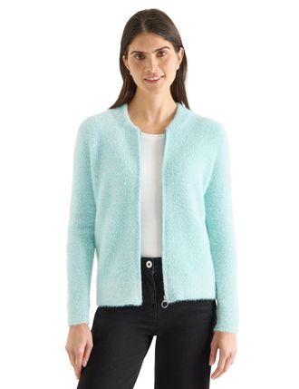 Cecil Jacquard Cardigan mit Zipper Light Foam Blue XXL