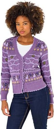 Joe Browns V-Neck Floral Cardigan, Violet, 38 Femme