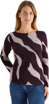 Cecil 3228298 T-Shirt en Fil de Plumes à Motifs, Rouge Eggplant, XL Femmes