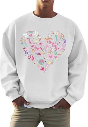 Generic 2026 Sweat-shirt d&eacute;contract&eacute; &agrave; col rond pour homme et femme Motif lettres imprim&eacute;es, blanc, XL