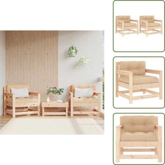 vidaXL Chaises de jardin avec coussins lot de 2 bois de pin massif - Chaise De Jardin - Mobilier De Jardin - Fauteuil De Jardin - Canap&eacute; Dext&eacute;rieur