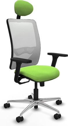 Piqueras y Crespo Computerstuhl Zulema mit 3D-Armen, h&ouml;henverstellbarer Lendenwirbelst&uuml;tze und festem Kopfteil, ausgestattet mit 3 Positionen, Wei&szlig;/Pistazie