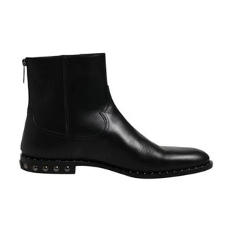 Dolce & Gabbana Nietenbesetzte Leder-Stiefeletten mit Rei&szlig;verschluss - - Shoes - Herren - Schwarzk - 44 EU