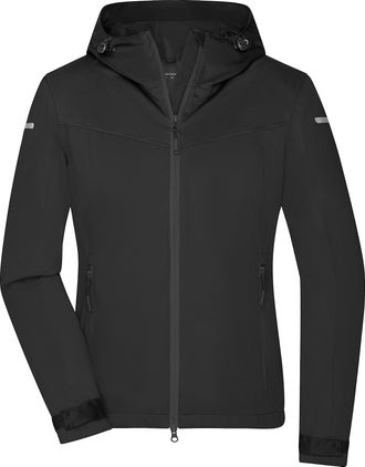 James & Nicholson Damen Allwetter Softshell-Jacke - Funktionelle Softshell-Jacke aus recyceltem Polyester f&uuml;r alle Wetterbedingungen | Farbe: black | Gr&ouml;sse: XL