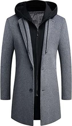 ORANDESIGNE Manteau en Laine Hiver Homme épais Coupe-Vent Longues Veste en Tweed Casual Affaires Chaud Outwear Slim Fit Trench Coat Parka Col Revers Détachables 2