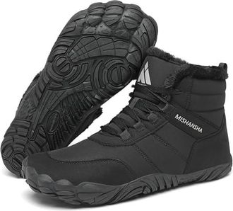Mishansha Chaussure Homme Femme Hiver - Bottes de Neige Boots Hiver Chaude Barefoot Bottines Fourr&eacute;es Randonn&eacute;e pour Femme Homme, Noir GR.38