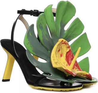 Loewe Sandalen - Petal Monstera Leather Sandals - Gr. 36 (EU) - in Bunt - für Damen