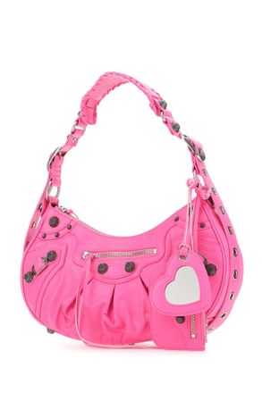 Balenciaga Womens Fluo Pink Nappa Leather Le Cagole S Shoulder Bag Borse A Mano