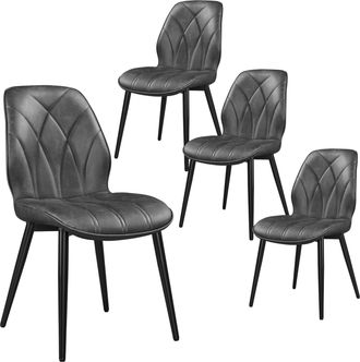 Yaheetech Esszimmerstühle 4er Set Küchenstühle gepolstert Metallbeine bis 136 KG Belastbar Polsterstuhl für Küche/Esszimmer/Schlafzimmer/Restaurant Dunkelgrau/K