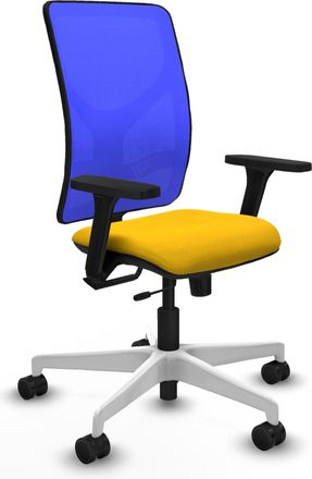 Piqueras y Crespo Drehstuhl f&uuml;r den Schreibtisch mit 3D-Armen, h&ouml;henverstellbare Lendenwirbelst&uuml;tze, ausgestattet mit Syncro/Traslack und Schneideschaum, Blau/Gelb