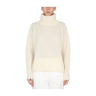 HUGO BOSS Femme, Pulls, Blanc, Taille: 42 FR Col Haut Coupe Droite