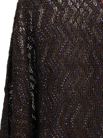 Missoni Zigzag Sequin Mesh Knit Blouse - Brown