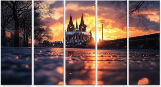 Islandburner Bild auf Leinwand Sonnenuntergang hinter dem Kölner Dom Bilder Wandbilder Poster