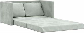 vidaXL Bodensofa mit Schlaffunktion Hellgrau 122x204x55 cm Samt Vidaxl