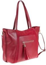 Pierre Cardin Sac à main pour femme en cuir véritable Made in Italy 48 x 30 x 16 cm 55106, Rubis, Taille unique