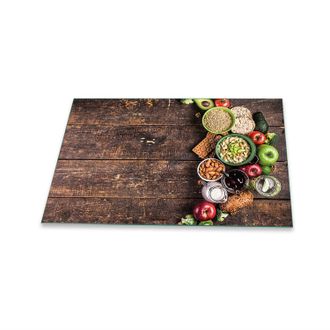 Decorwelt | Herdabdeckplatte 80x52 cm 1-Teilig Essen Bunt Ceranfeldabdeckung Universal Spritzschutz Glas Deko Elektroherd Induktion f&uuml;r Kochplatten Herdschutz S