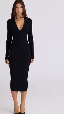 House of CB Sabra - Lang&auml;rmliges Midikleid in Schwarz