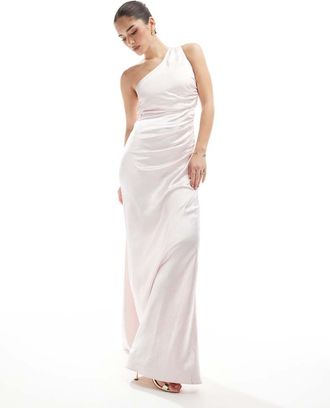 Six Stories Linvitée - Robe longue et asymétrique en satin - Rose poudré