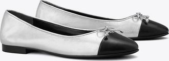 Tory Burch Damen Ballerina mit Zehenkappe in Silber/Schwarz