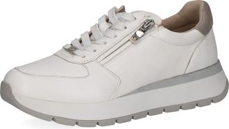 Caprice Damen Sneaker flach aus Leder mit Rei&szlig;verschluss, Wei&szlig; (White Comb), 40 EU