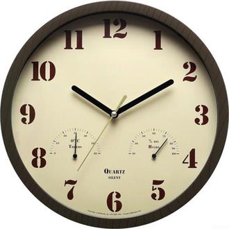 Generic Petite horloge dext&eacute;rieur r&eacute;sistante aux intemp&eacute;ries avec thermom&egrave;tre et hygrom&egrave;tre, design analogique avec mouvement &agrave; quartz silencieux pour terrass