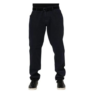 Dolce & Gabbana Schwarze Tapered Denim Jeans mit Kronenstickerei - - Jeans - Herren - Schwarzk - 4XL