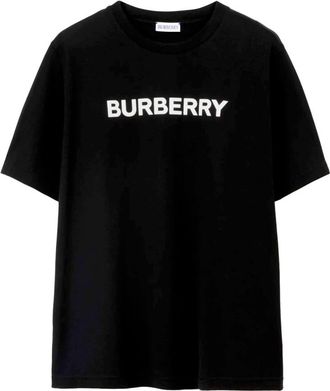 Burberry Femme, Tops, Noir, Taille: 36 FR Logo Cotton T-Shirt