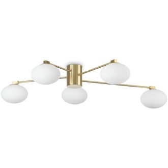 Ideal Lux Ideal Lux HERMES Plafonnier semi-affleurant à 5 bras globes multiples laiton