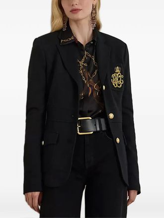 Lauren Ralph Lauren embroidered-detail buttoned blazer - Noir