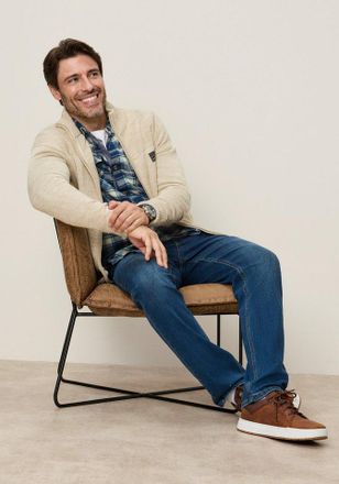 Man's World Strickjacke Neue Kollektion! Highlight 2 Strickstrukturen Regular Fit, mit melierter Optik, mit Stehkragen
