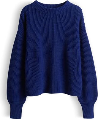 someday Damen Pullover | Tellina Texture Regular Strickpullover im Baumwollmix Electric Blue, 40