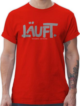 Shirtracer T-Shirt Herren - Statement - L&auml;uft - L&auml;uft Lustig Spr&uuml;che Lustiger Spruch Nerd Geek L&auml;uft bei Mir - M - Rot - lauft-Shirts spruchshirts sprueche l&auml;uft