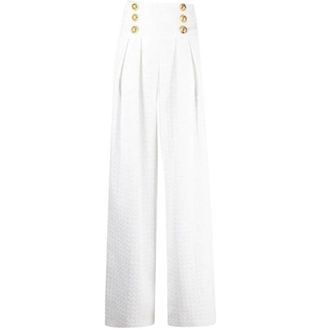 Balmain Wei&szlig;e Tweed-Hose mit hoher Taille und weitem Bein - - Trousers - Damen - Wei&szlig; - 2XS