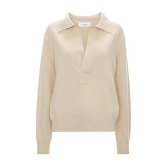 Victoria Beckham Femme, Tops, Beige, Taille: 40 FR Pull Genevieve &agrave; col polo
