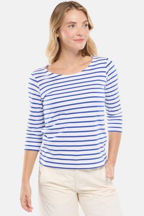 Armor Lux Streifenshirt 3/4-Arm Damen Wei&szlig; Sternblau Mari