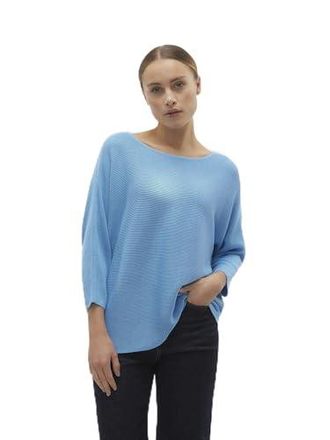 Vero Moda Pull en Tricot pour Femme, Bleu Bonnie/D&eacute;tails : W. Melange, M