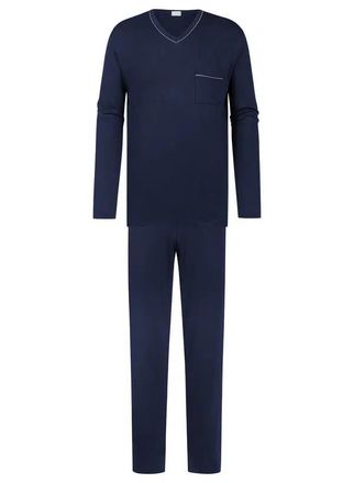 Mey Mey Herren Pyjama blau Reine Baumwolle unifarben