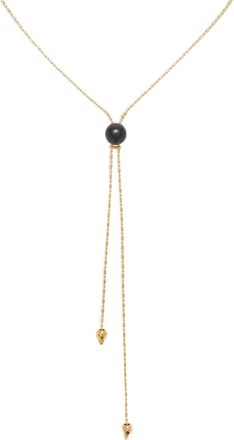 Uno De 50 UNO de 50 | langer Anhänger | mit verstellbarer Kette und schwarzem Muranoglas | 18 Karat vergoldet | handgefertigter Schmuck | Hergestellt in Spanien