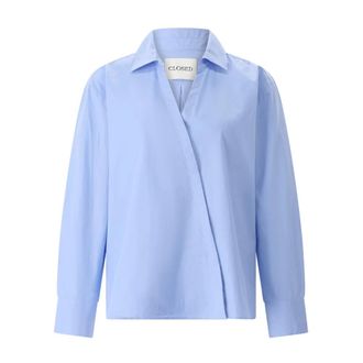 Closed Femme, Blouses et Chemises, Bleu, Taille: 40 FR Compact Poplin Blouse