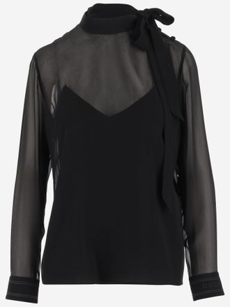 Gucci Womens Top Silk Georgette Black Tops