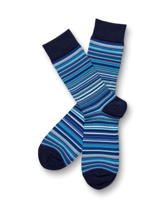 CHARLES TYRWHITT Bunte Socken mit Streifen - Kobaltblau
