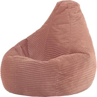 Icon Brand Dalton Pouf Enfant, Velours C&ocirc;tel&eacute;, pour Poire avec Remplissage, Chaise Enfant, Fauteuil Chambre, Meuble Chambre, Meuble Salon, Aube Rose