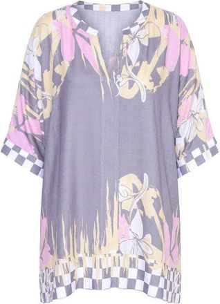 Miamoda Druckbluse Blusenshirt oversized Print Fledermaus-Halbarm