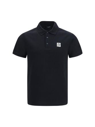 Balmain Mens Polo Shirt Pb Embroidered Black-White Cotton Black/white T-shirts And Polos