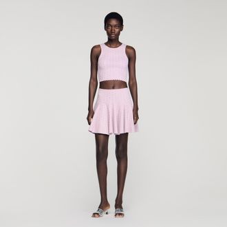 Sandro Kurzer Strickrock mit Strassbesatz