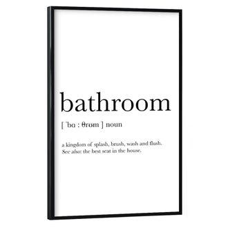 artboxONE Poster mit schwarzem Rahmen 30x20 cm Badezimmer Typografie Bathroom definition - Bild badezimmer