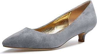 Castamere Escarpins Femme Kitte Heel Bout Pointu Basse Talon 3CM Gris Su&egrave;de Chaussures EU 40